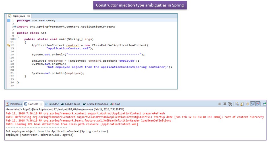 Java Ee What Is Constructor Injection Type Ambiguities In Spring