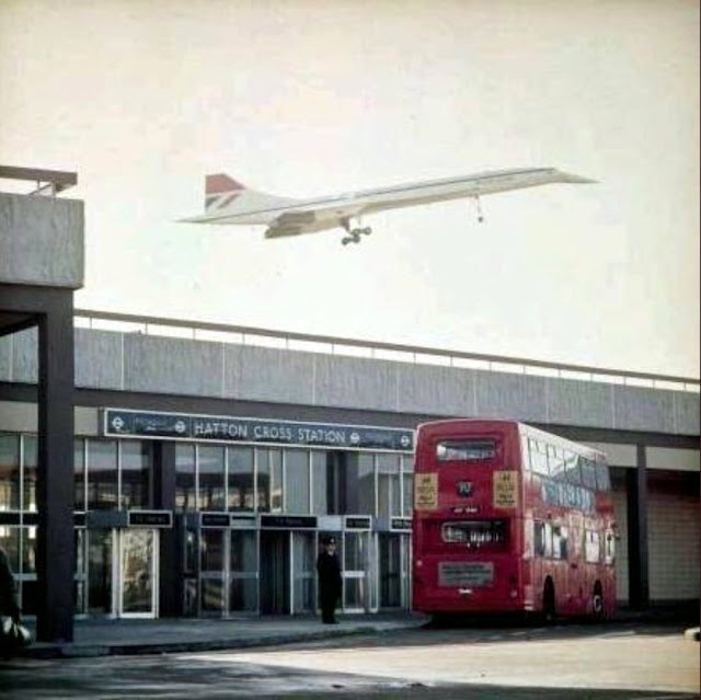 Concorde Over Hatton Cross Tube, London, 1976 ~ Vintage Everyday