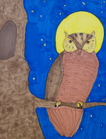 Art Classes for Homeschool Students: Owl with Full Moon