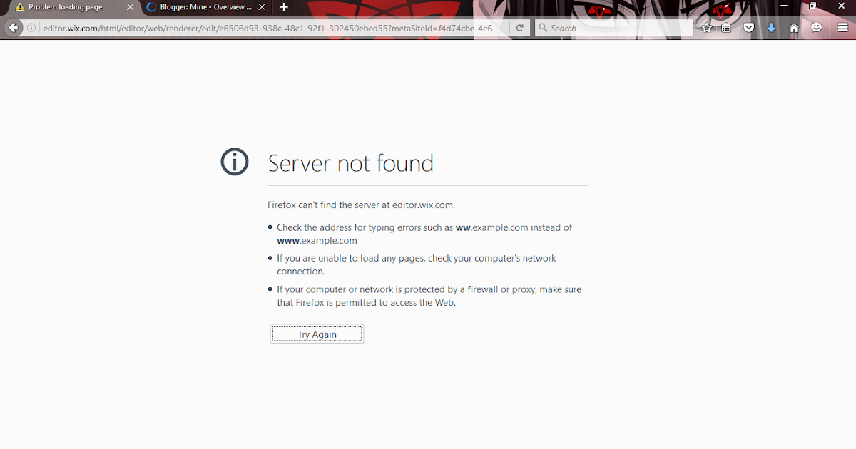 Mine : Server Not Found