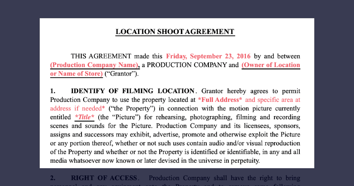 Letters for filming permissions
