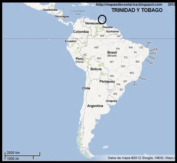 Sudamérica. Ubicación de TRINIDAD Y TOBAGO en Sudamérica, Google Maps