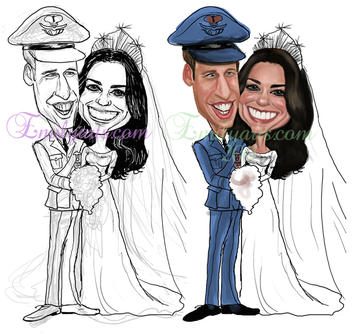 Emily's Caricature and Silhouette Blog: Work-in-progress: William and Kate