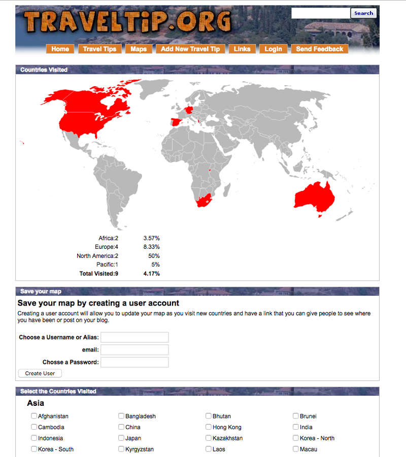 Travel Spirit: Create your own travel map