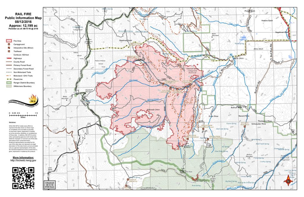 Blue Mountain Fire Information: Rail Fire Morning Update- Aug. 12, 2016