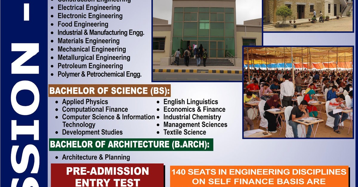 NED University of Engineering & Technology Bachelors Admissions Fall ...