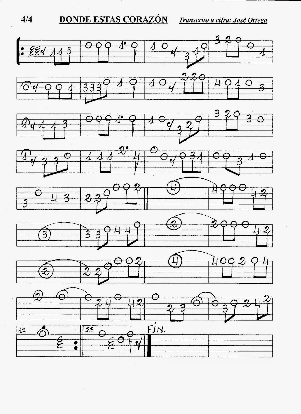 PARTITURAS EN CIFRA PARA BANDURRIA Y LAÚD DE JOSÉ ORTEGA LASERNA: DONDE ...