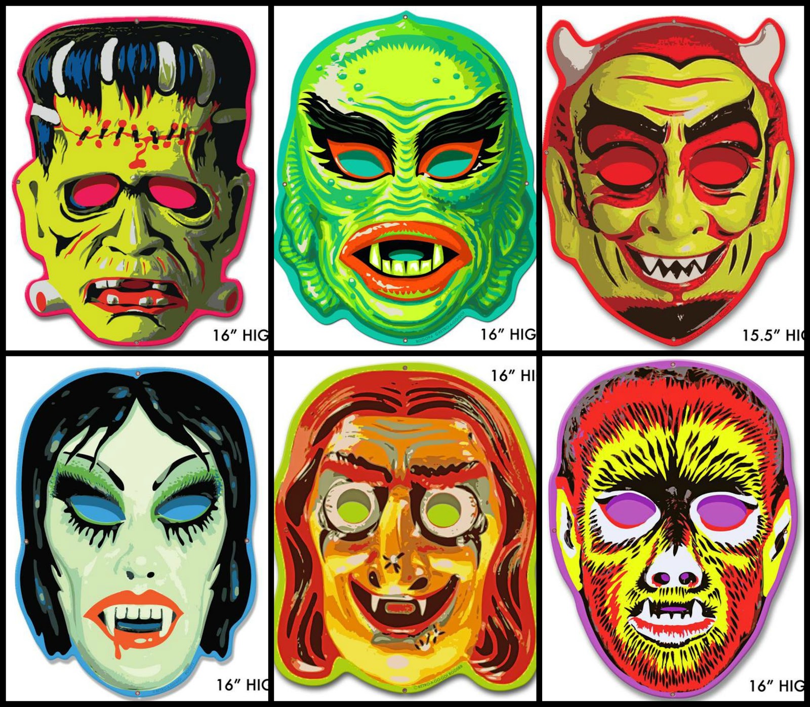 Coffin Kitsch: Kitsch Picks: Monster Masks Metal Signs by Retro-a-go-go!
