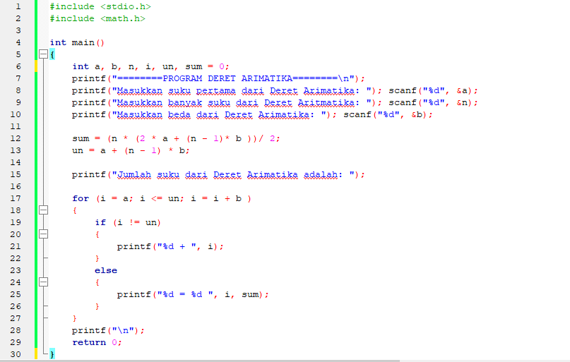 Contoh Program Sederhana Bahasa C (Deret Arimatika) - Sigma World