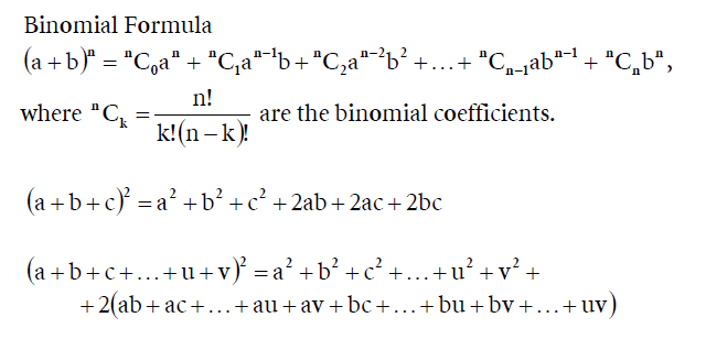 Algebraic Product Formulas