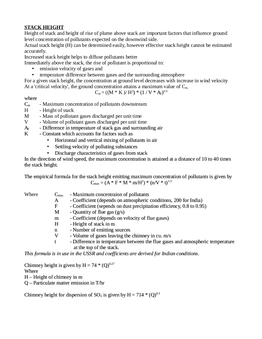 Advanced Environmental Engineering Stack Height Calculation