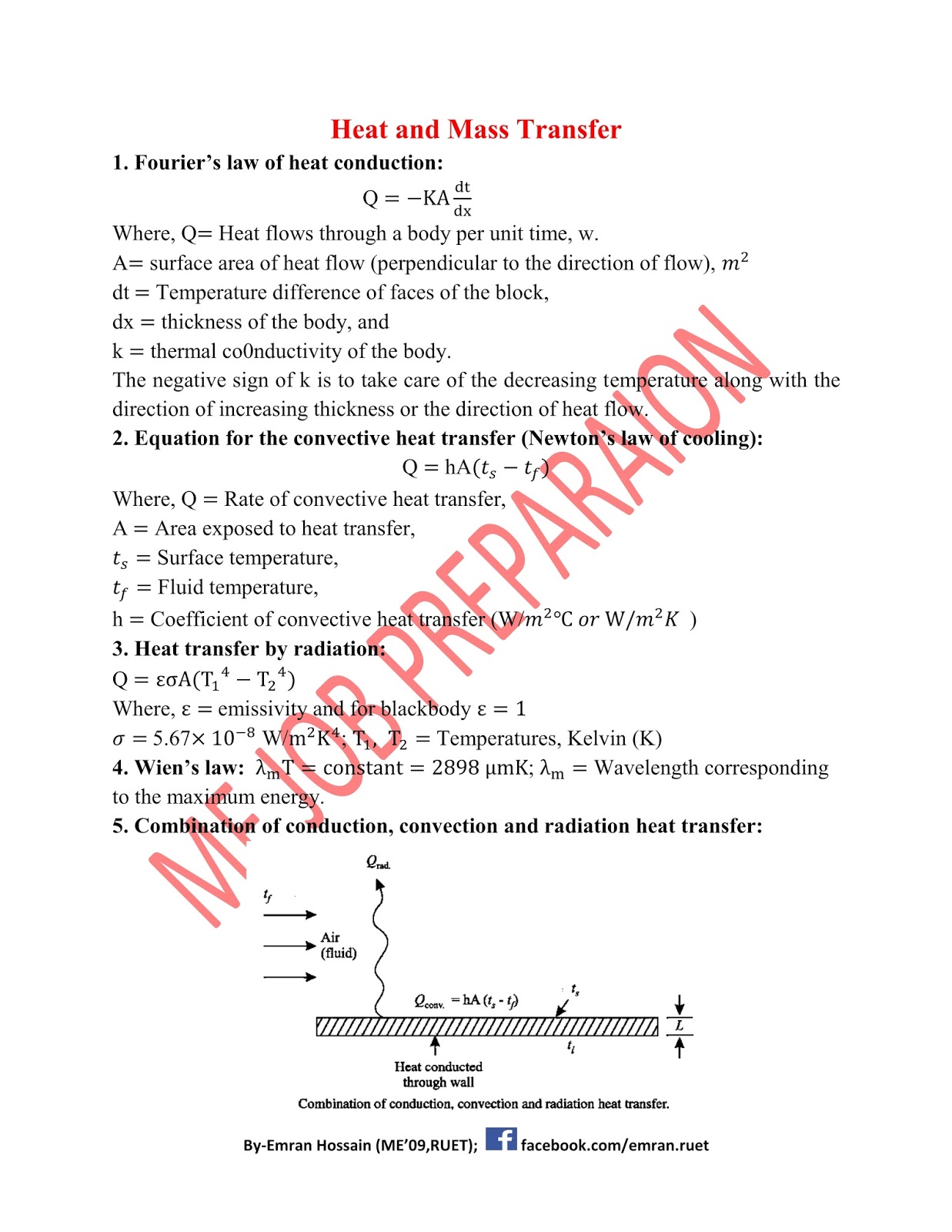 Mechanical Engineering: Formulas of Heat and Mass Transfer