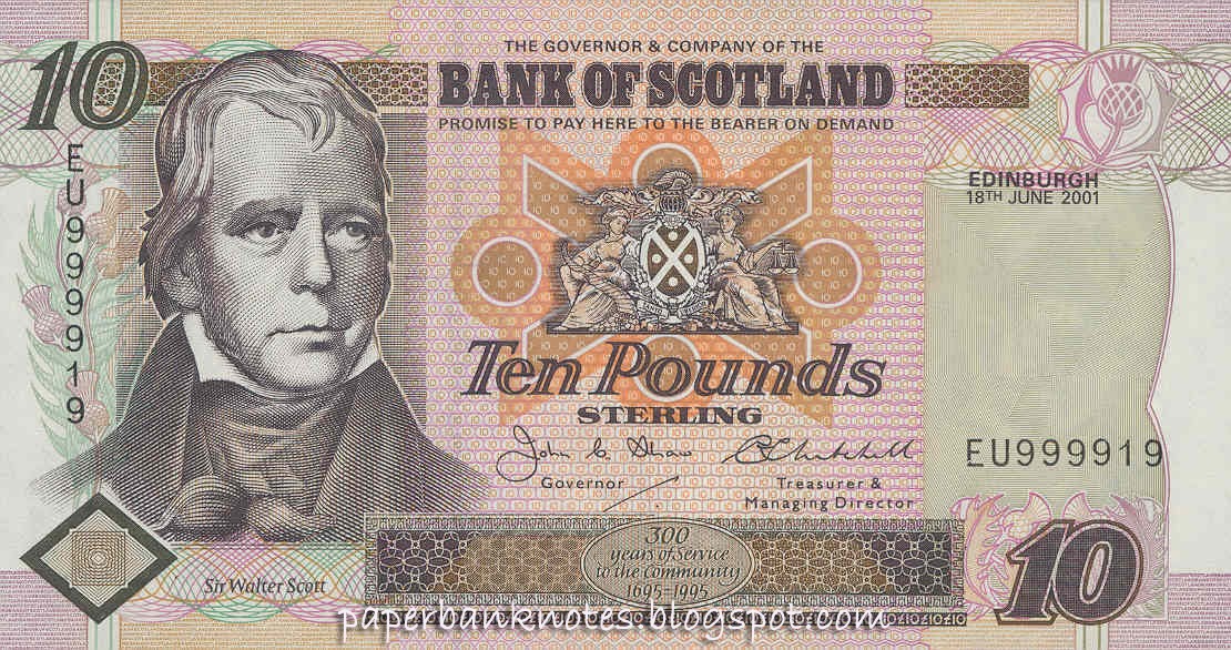 europe: Scotland, Bank of Scotland - 10 Pounds 2001