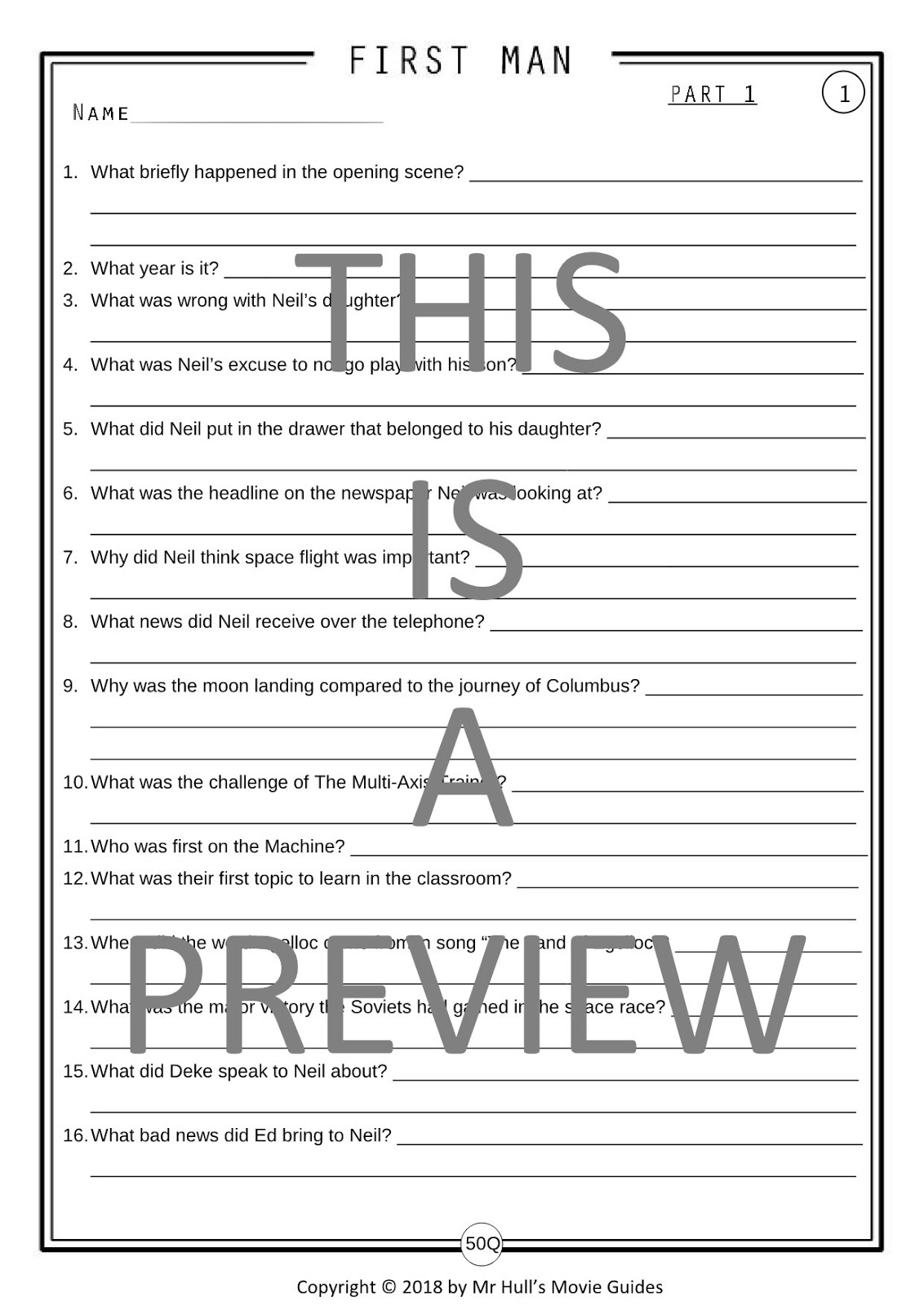 First Man Movie Guide + Activities - Answer Keys Included ~ Movie ...