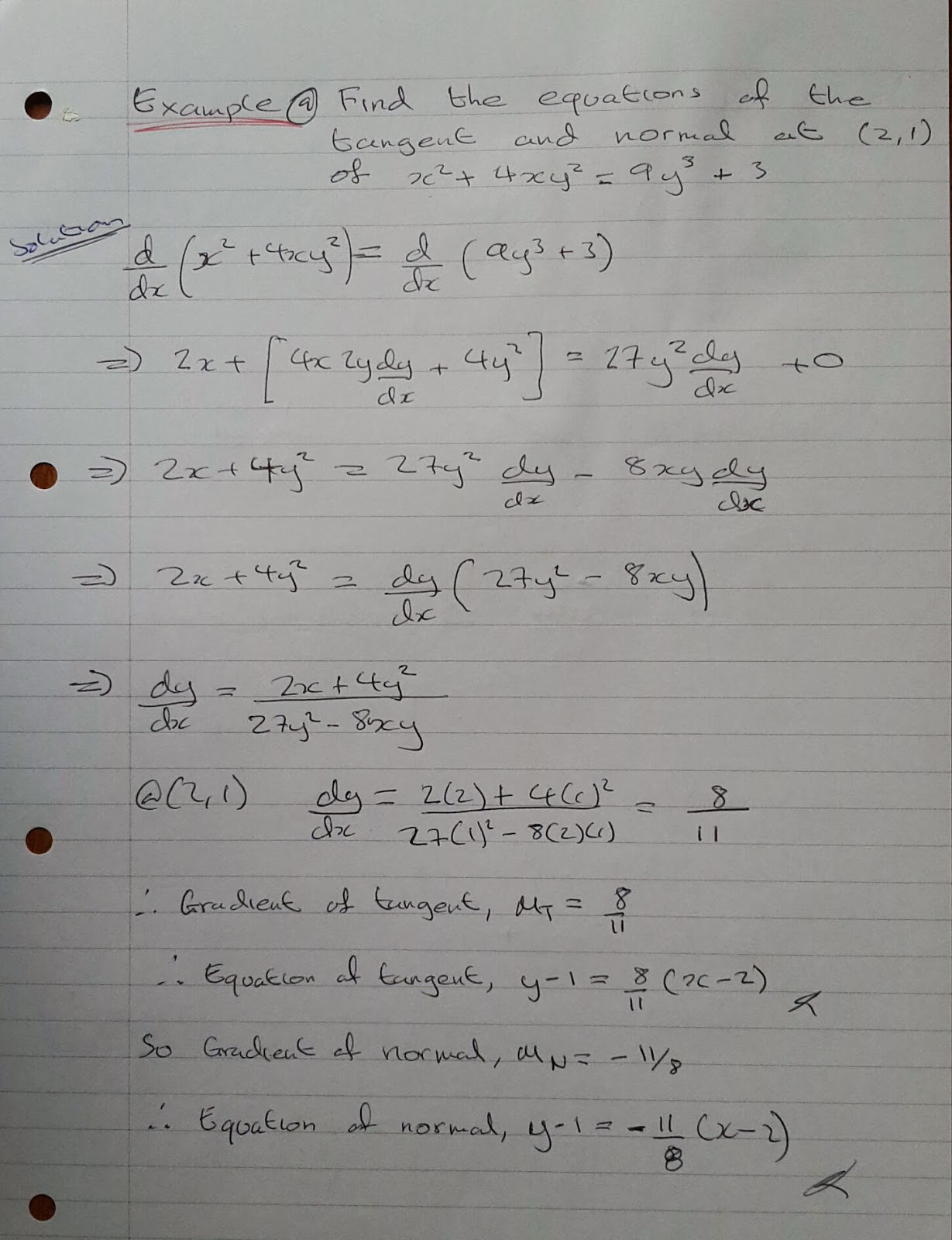 A Level Maths Notes: A2 Differentiation: Implicit Differentiation Part 4