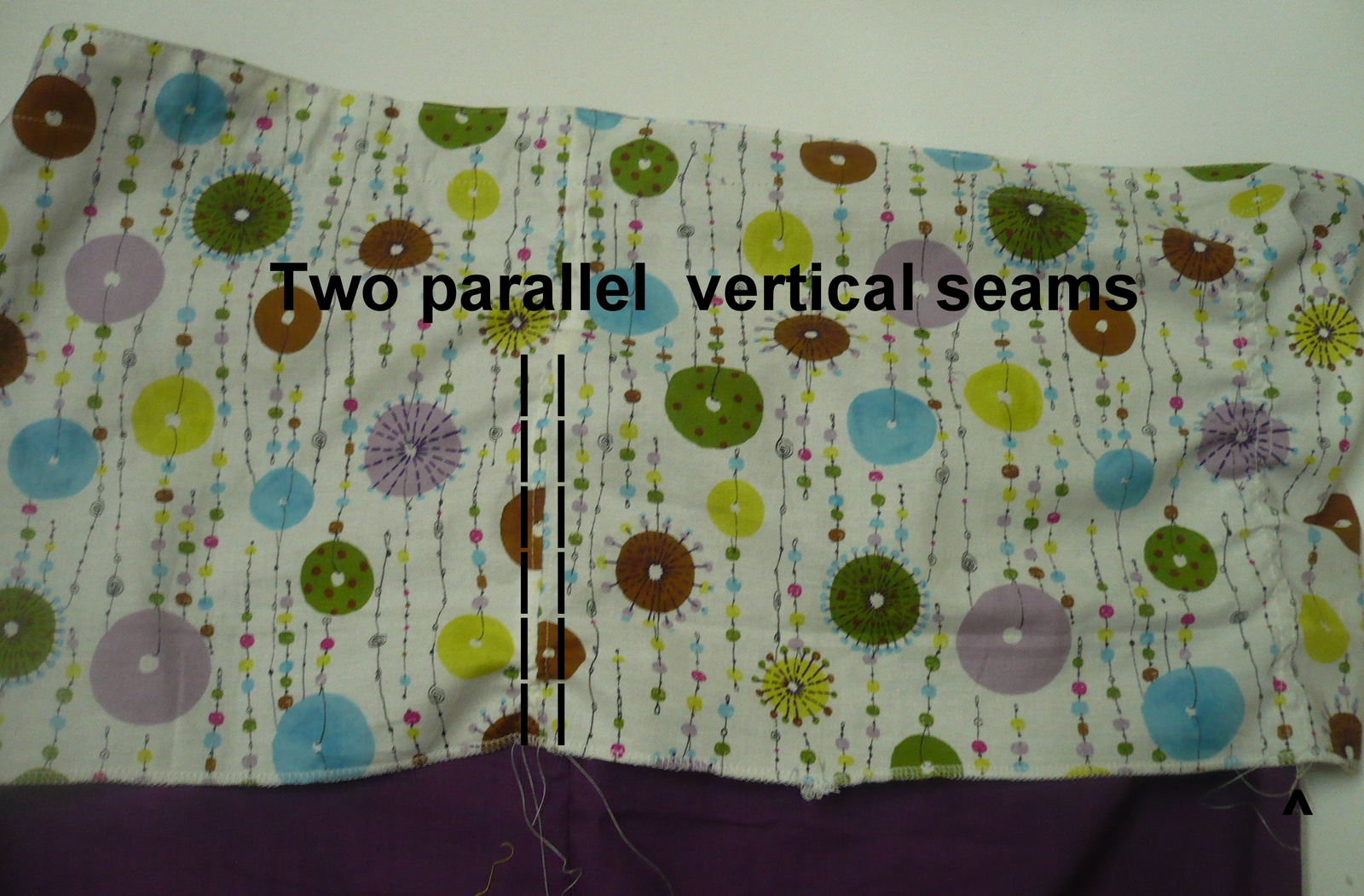 Sew two parallel vertical seams along each of these 4 marks, stopping ...