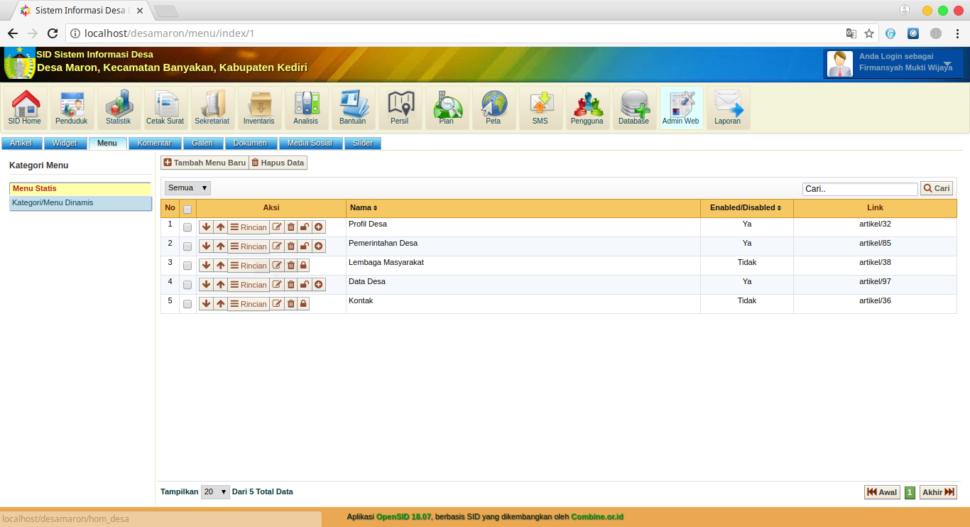 Bosok Artikel: Menu Statis di Admin Web OpenSID | #7 | Mukti911