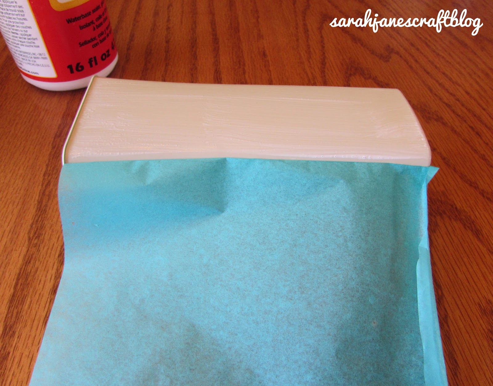 Tissue Paper and Mod Podge on Drink Mix Containers