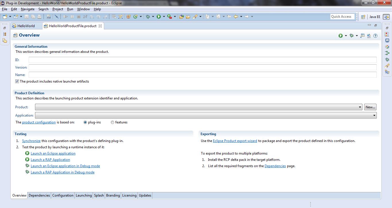 Advanced Tutorials: Export a RCP Application as a Product