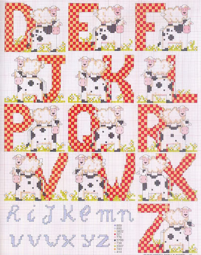 Letras con moños punto de cruz - Imagui