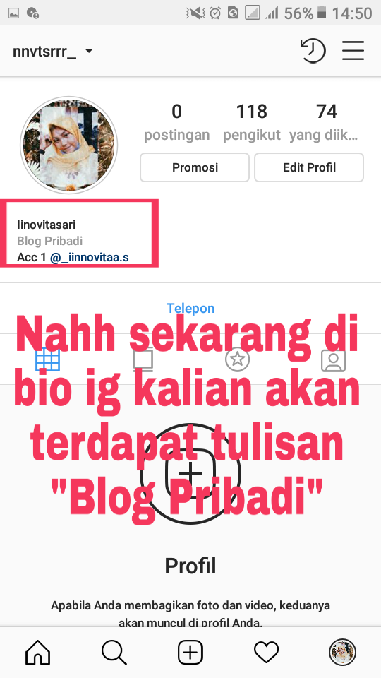 CARA MEMBUAT TULISAN BLOG PRIBADI DI BIO IG DENGAN SANGAT MUDAH