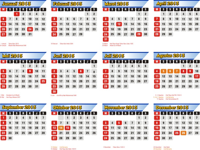 Kalender Indonesia 2013 | Download Desain Kalender JPG