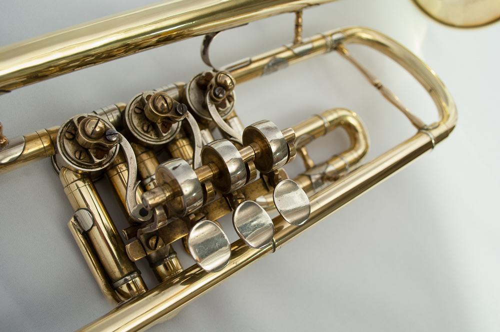 Trumpet by Amati in Bb with rotary valves (raw brass) | Brassmaniac.com