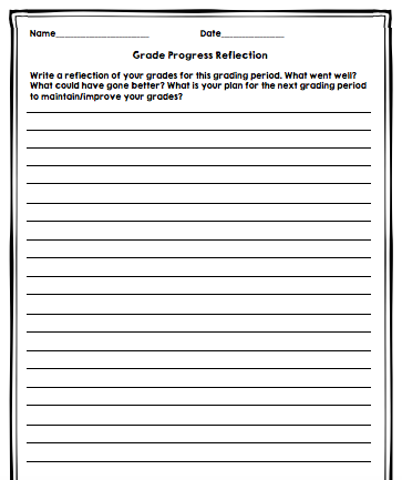The Idea Backpack: Form for Checking and Reflection on Grades - Freebie