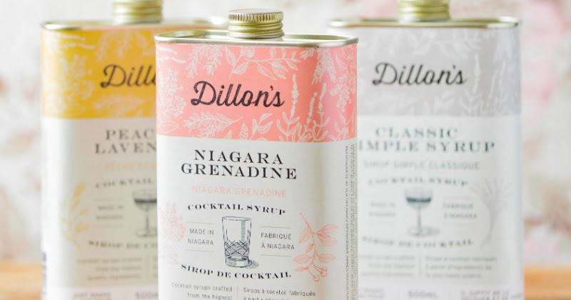 Dillon’s Small Batch Distillers Cocktail Syrups on Packaging of the ...