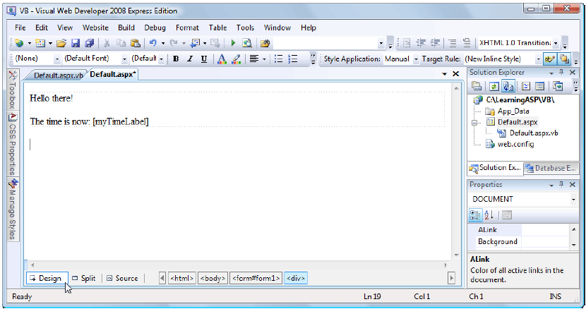 Writing Your First ASP.NET Page | ASP.Net Tutorial | ASP.Net Tutorial PDF - Interview Questions ...