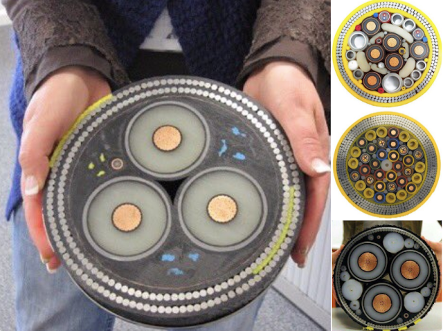 daily timewaster: High voltage undersea cables, in cross section.