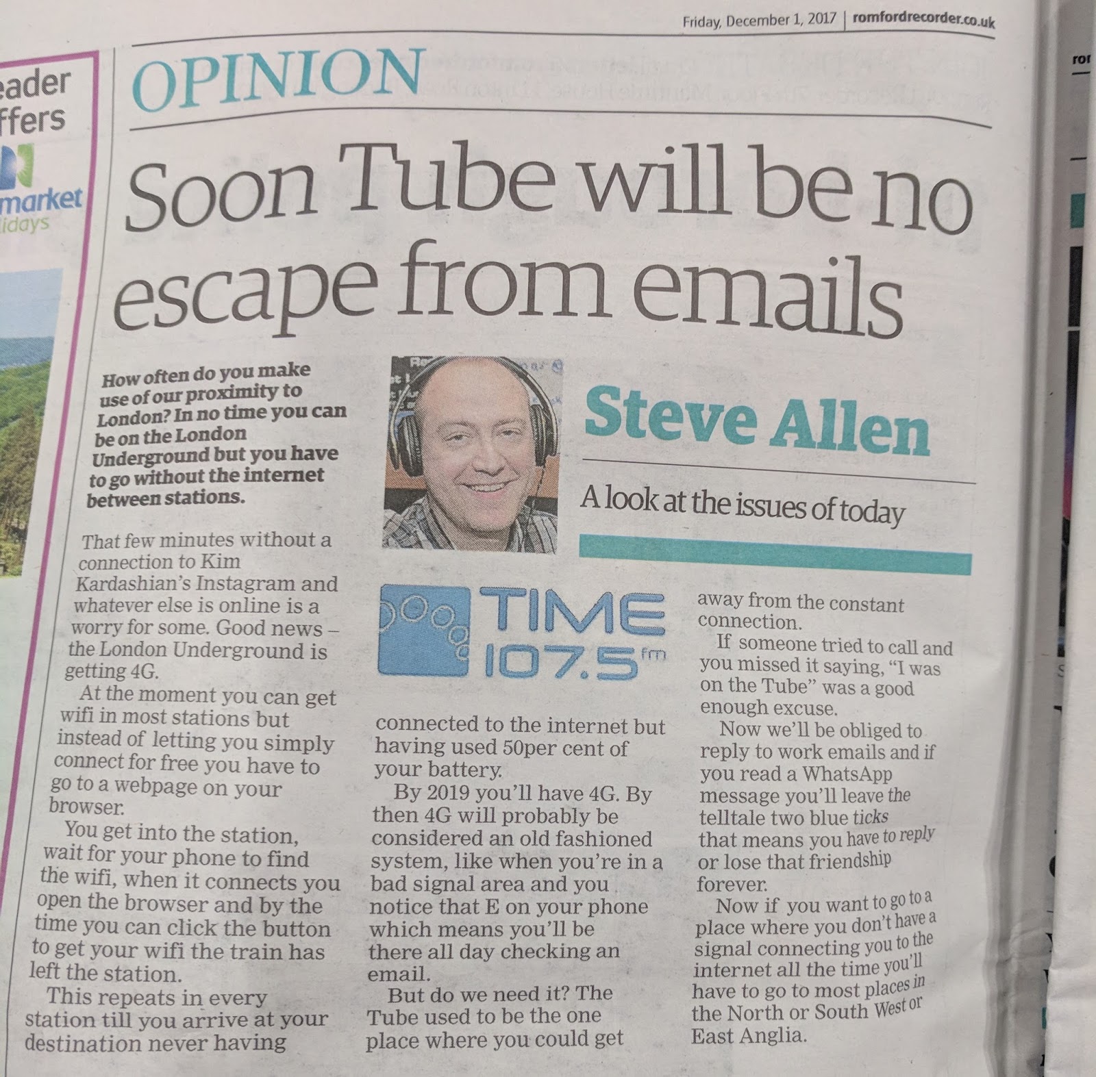 Newspaper Column London Underground WiFi Some News newspaper-column-london-underground-wifi-some-news