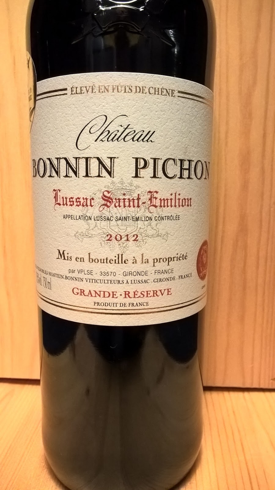 Dionysos viiniblogi: Chateau Bonnin Pichon 2012, AC Lussac, St Emillon ...