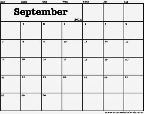 September 2014 Calendar Printable - Printable Calendar 2014, Blank ...