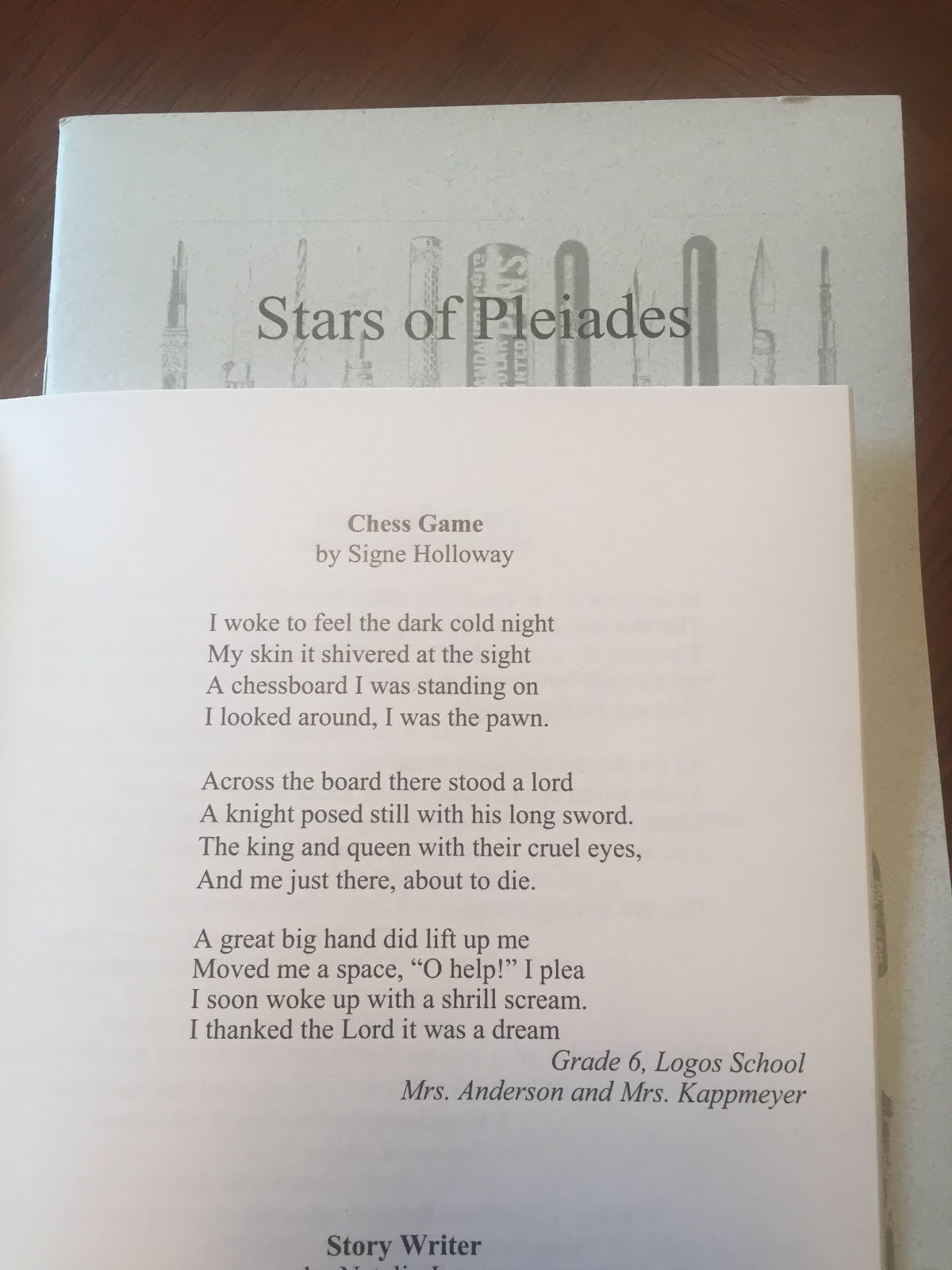 The Holloway Family: Pleiades poem: The Chess Game