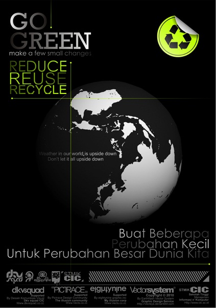 15 Contoh Gambar Desain Poster Lingkungan "Go Green" | Alul Stemaku