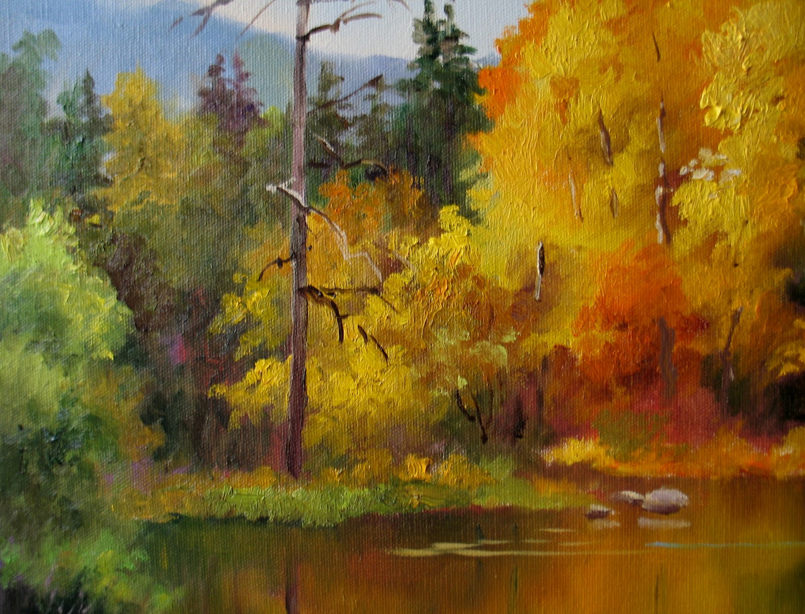 Nel's Everyday Painting: Fall Pond - SOLD
