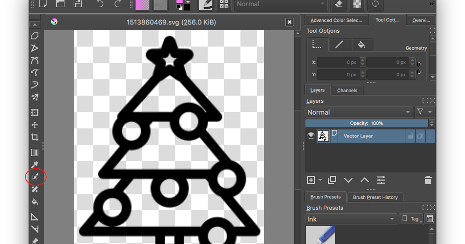 Using Krita's Colorize Mask Editing Tool to color line art drawings