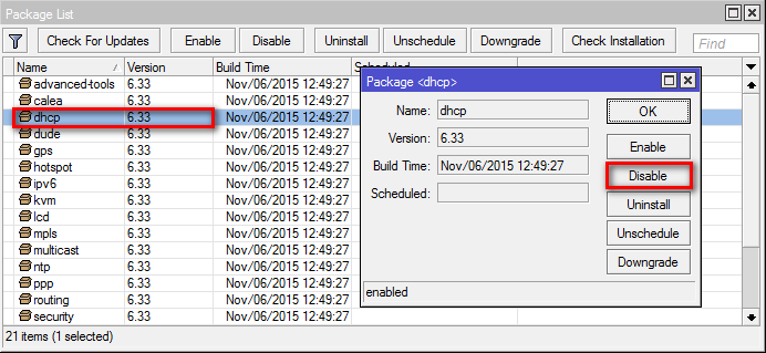 Cara Disable dan Enable Package Mikrotik Cara Disable dan Enable Package Mikrotik