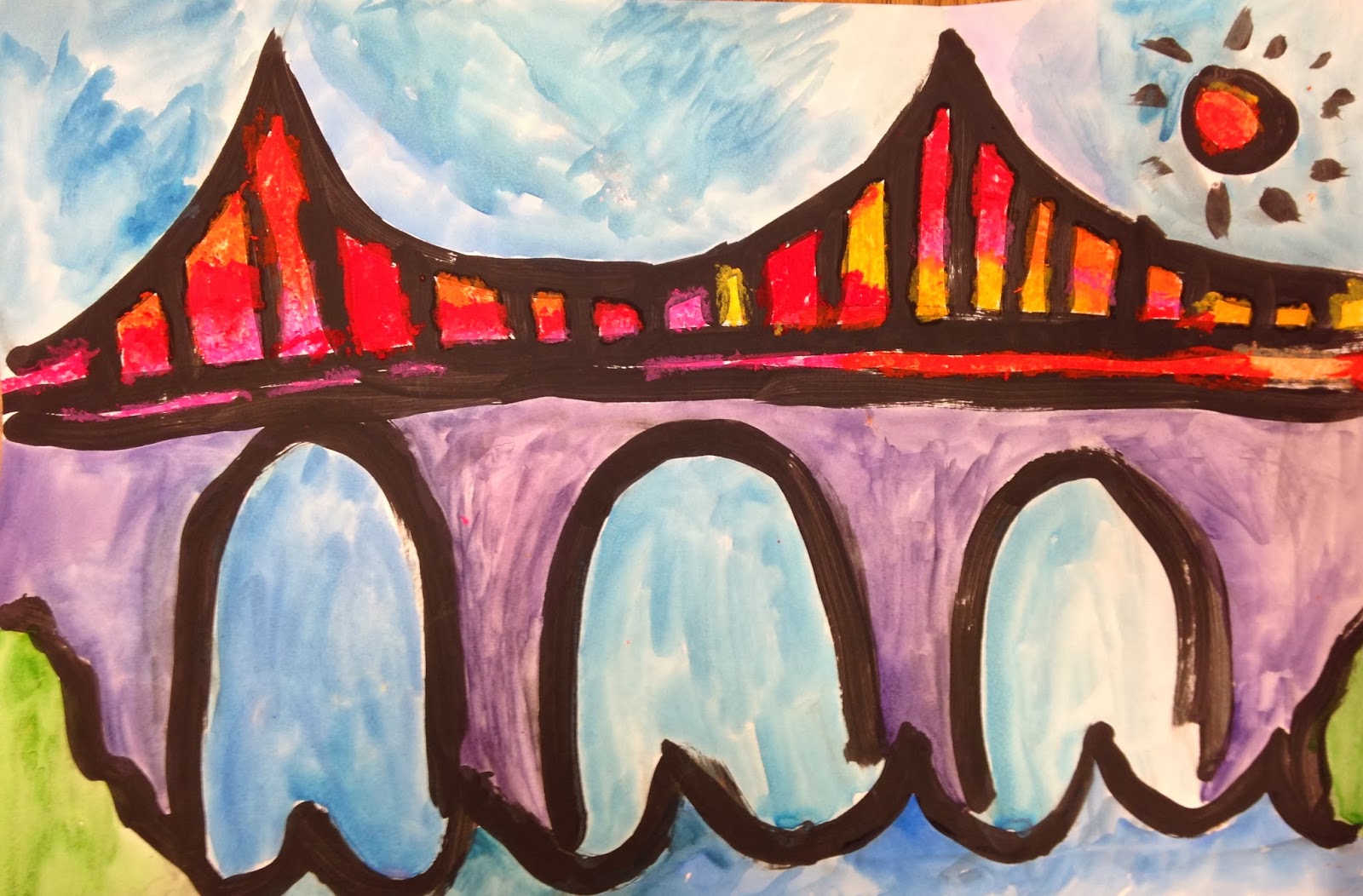 Art Room Blog: 1st Grade Colorful Bridge...