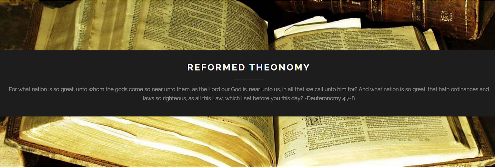 Theonomy Resources: "Reformed Theonomy" Website
