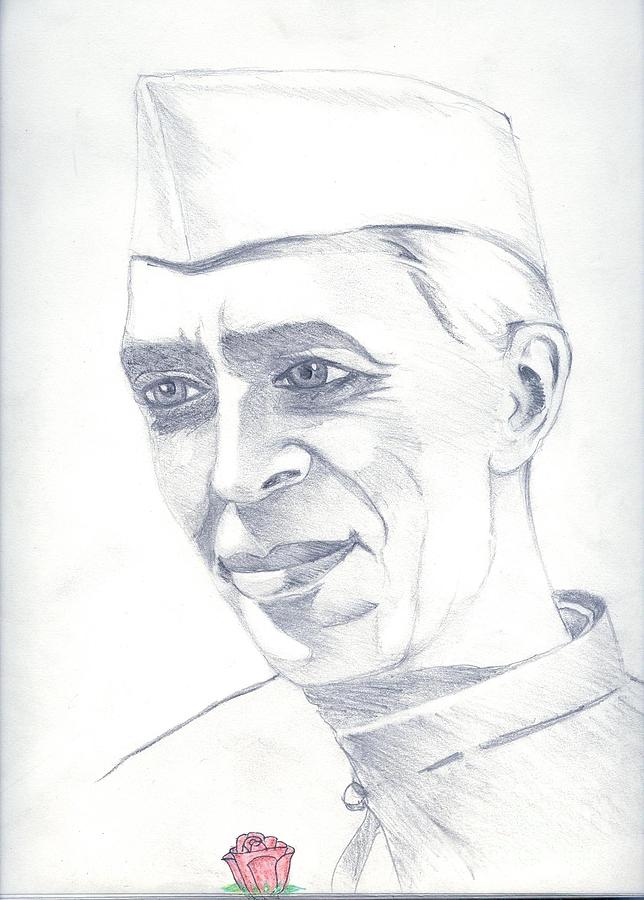 How to draw Pandit Jawaharlal Nehru face sketch drawing step by step