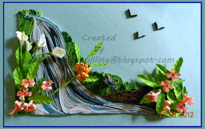 A Journey into Quilling & Paper Crafting: Quilled Waterfall Landscape ...