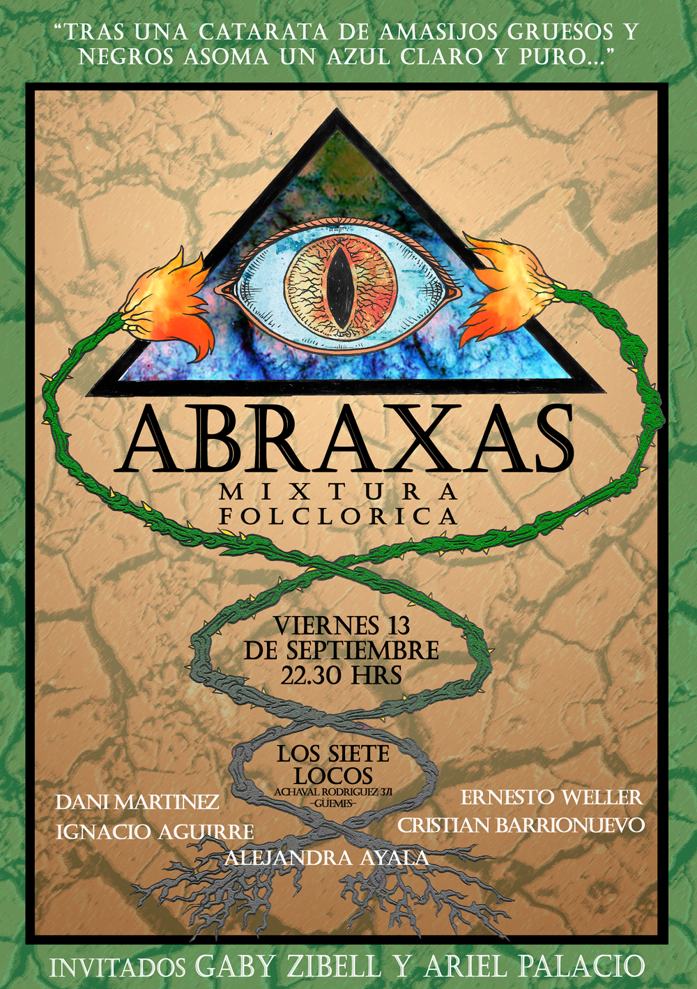 DISTOPIA : Flyer para Abraxas, banda cordobesa de folklore fusión