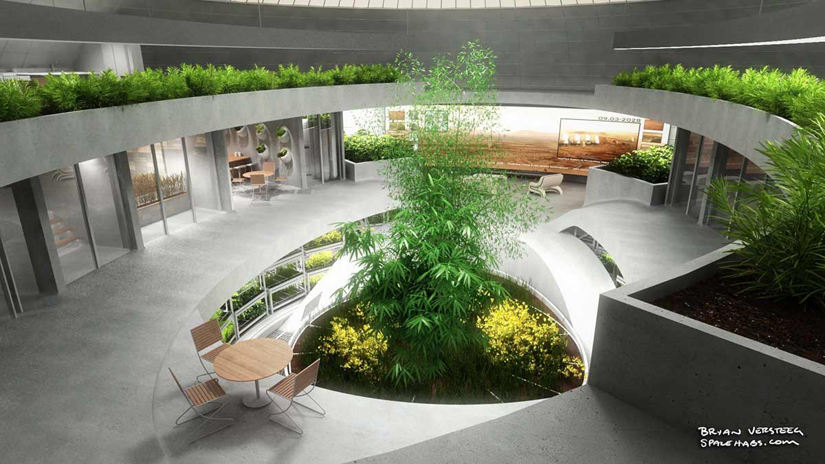 Domed atrium at Mars base by Bryan Versteeg | human Mars