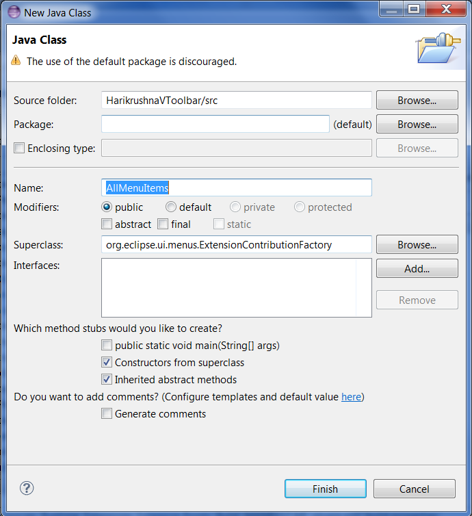 Create (pulldown) Menu in Toolbar in Eclipse RCP