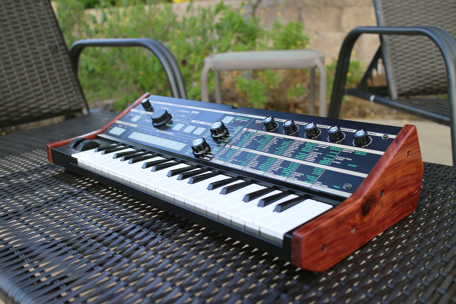 MATRIXSYNTH: CUSTOM Black Korg microKORG w/ Tilted Panel & Wood Sides