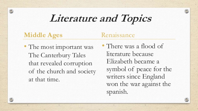 English Literature : Comparison between Middle Ages and Renaissance