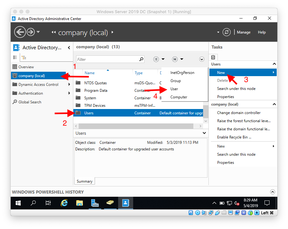 Basic User Creation in Active Directory Users and Computers(ADUC ...