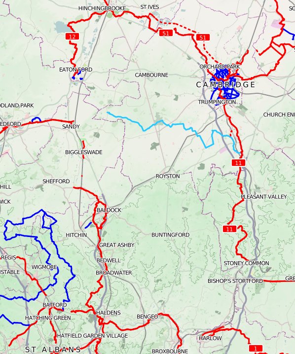 Cottenham Cyclist: Cambridge to Hitchin via Ashwell. It's a bit hilly.